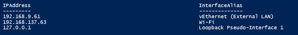 Getting IP addresses using windows PowerShell