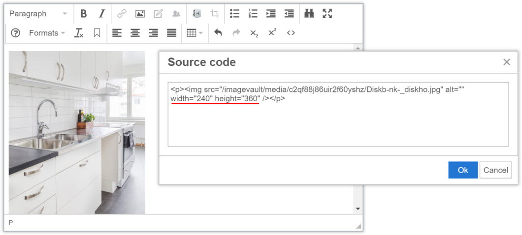 Modifying the default image tag inserted by ImageVault in Episerver TinyMCE