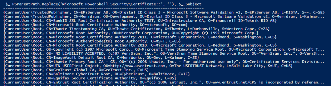 Get all certificates using PowerShell